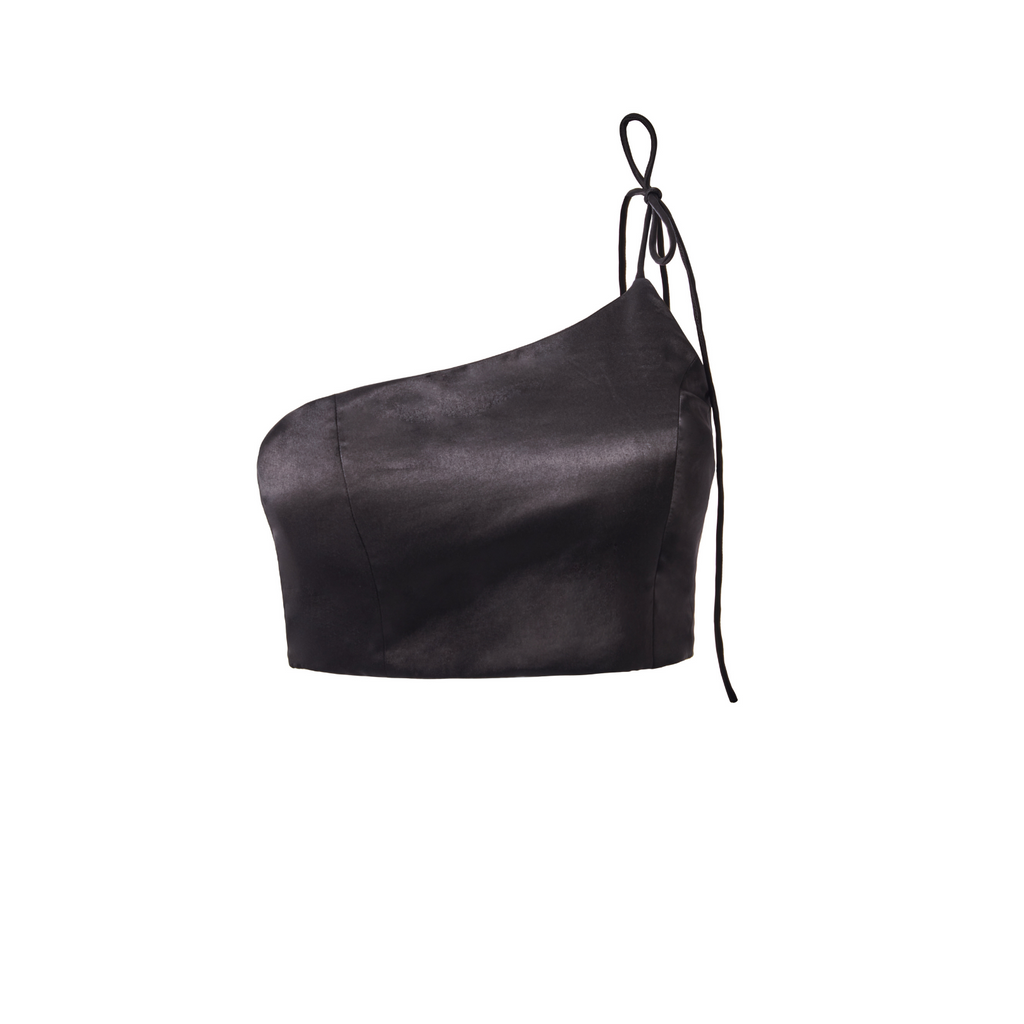 One Shoulder String Crop Top in Black – the naked laundry.